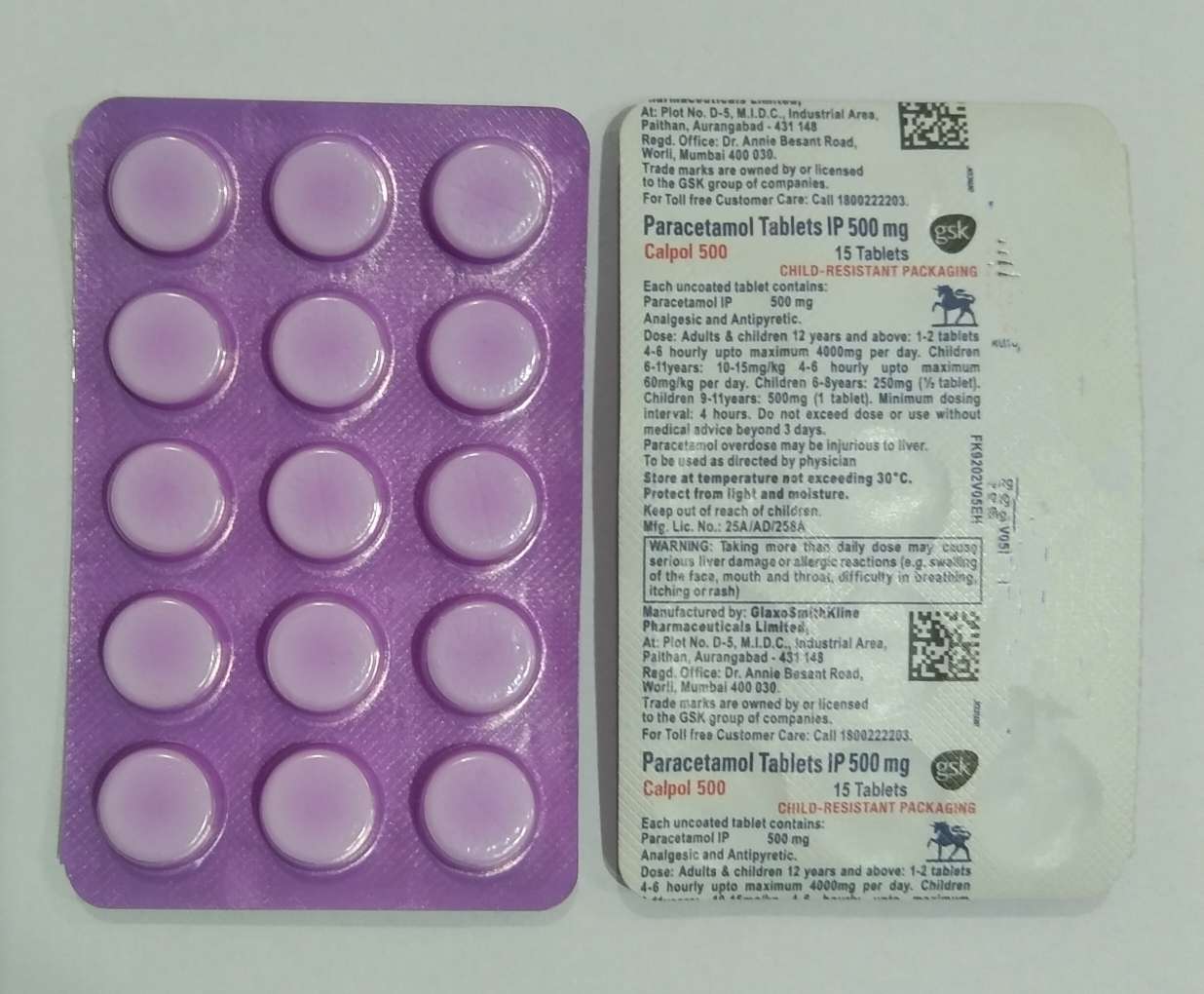 Rhodon Svastha. CALPOL 500MG PLUS TAB 15 (SOLD OUT )